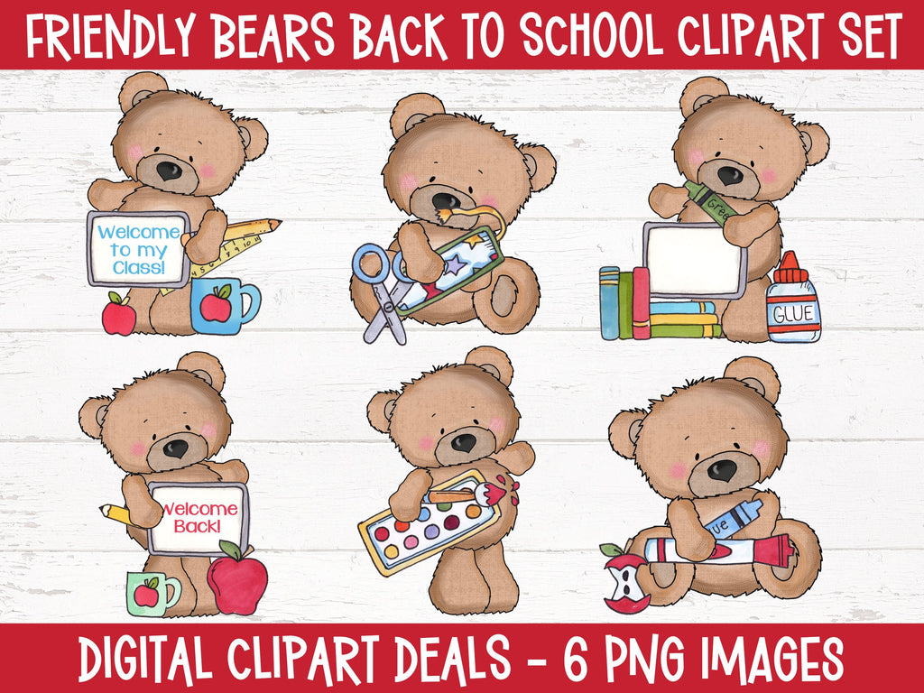 Friendly Bears Back to School - Teacher Classroom Project Clipart Set ...