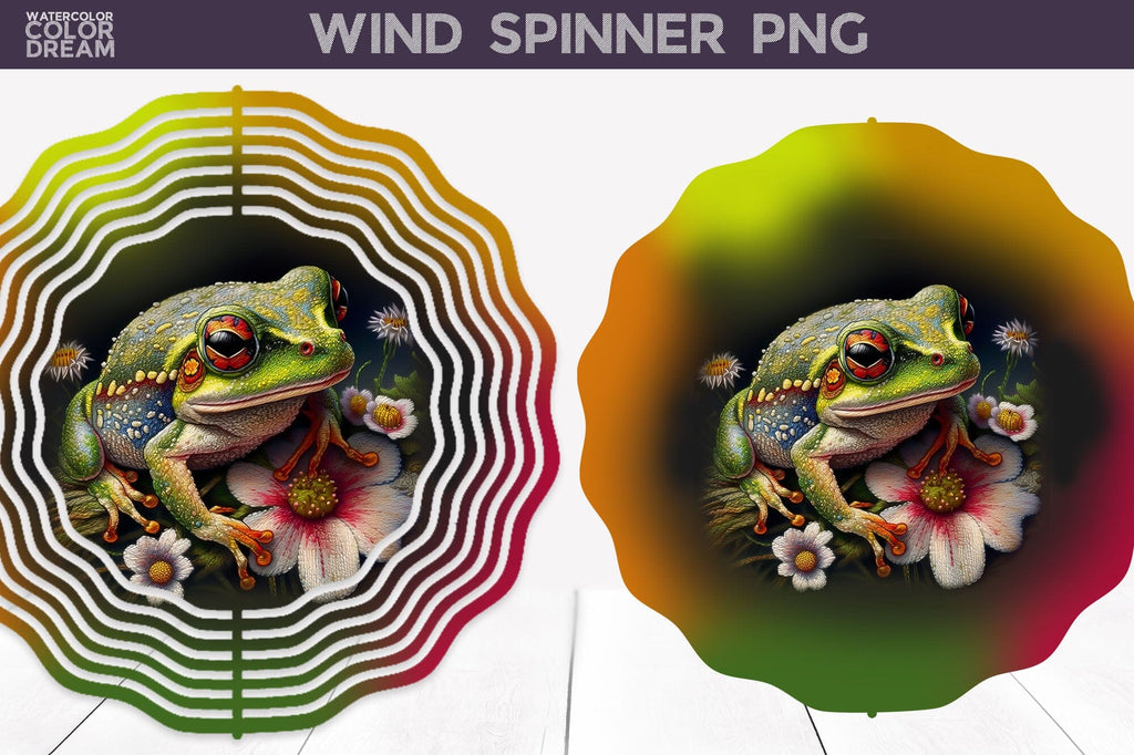 Frog Wind Spinner | Frog Embroidery Wind Spinner - So Fontsy