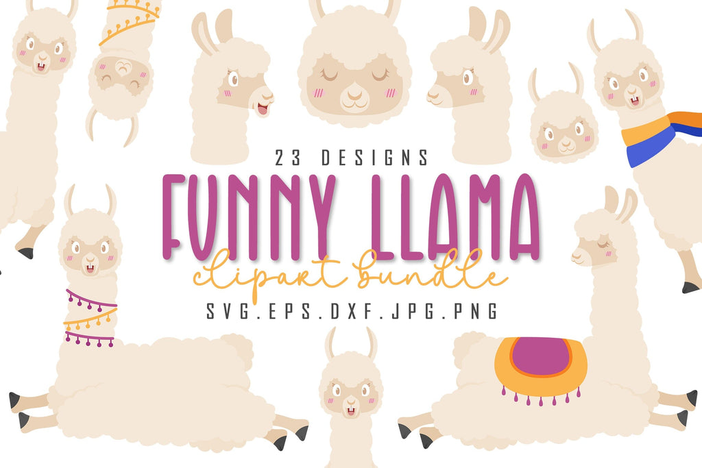 Funny Llama Illustration Bundle - So Fontsy