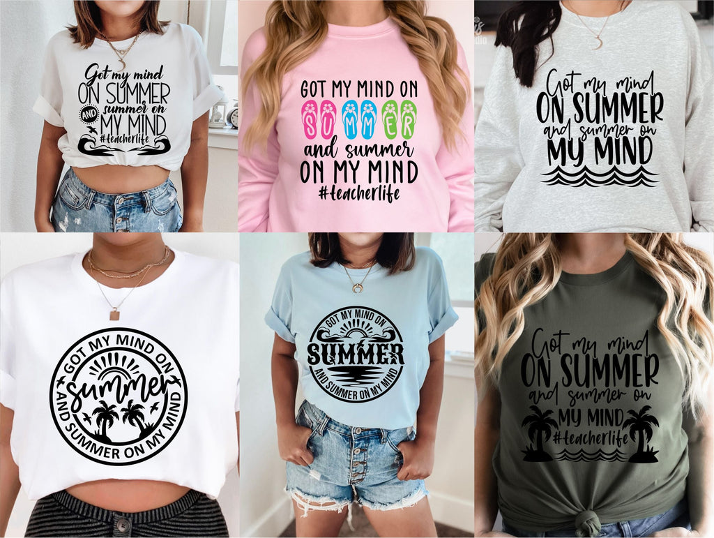 Funny Teacher SVG | Got My Mind On Summer | Teacher Life Svg - So Fontsy