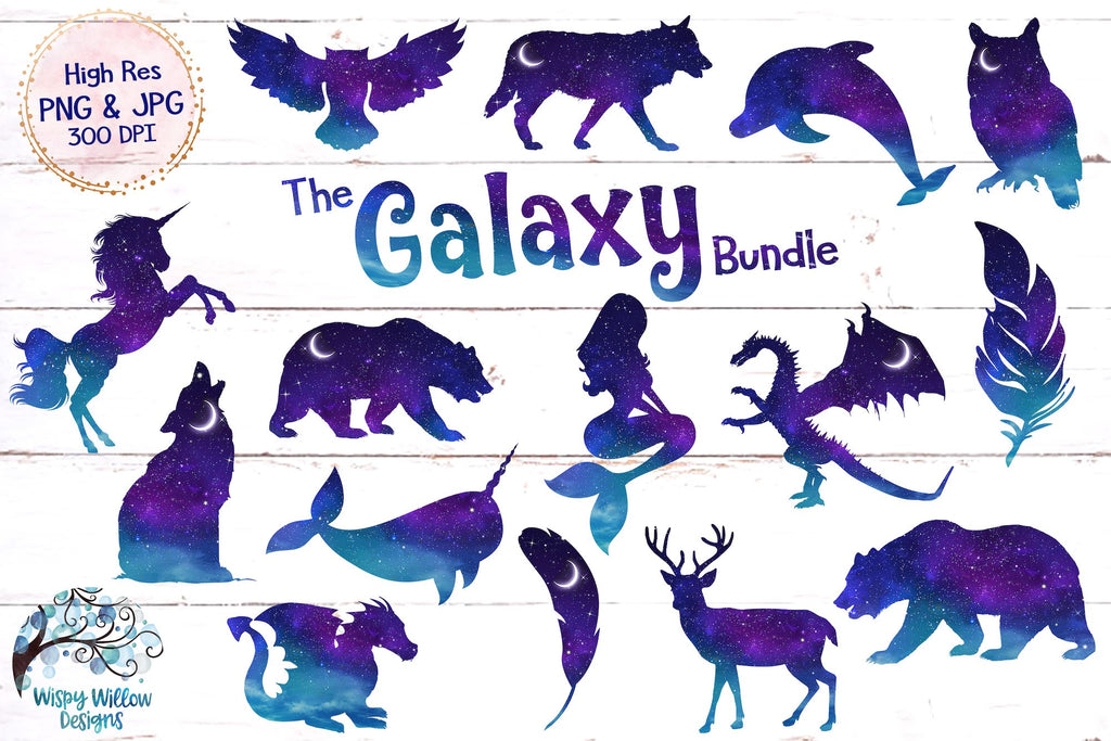 Galaxy Space Animals | PNG | Sublimation | Clip art - So Fontsy