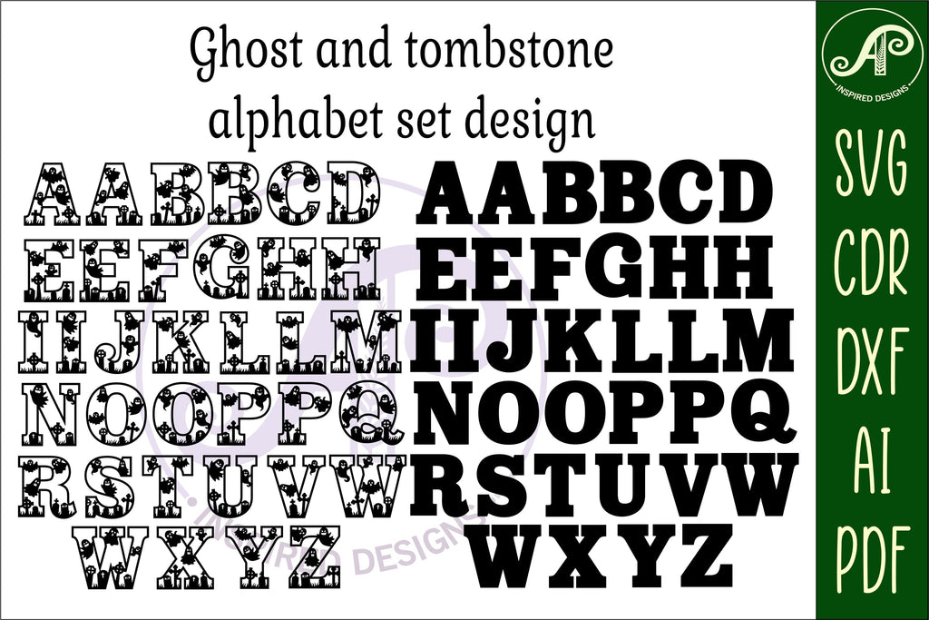 Ghost Halloween alphabet letter set. 35 layered letter - So Fontsy