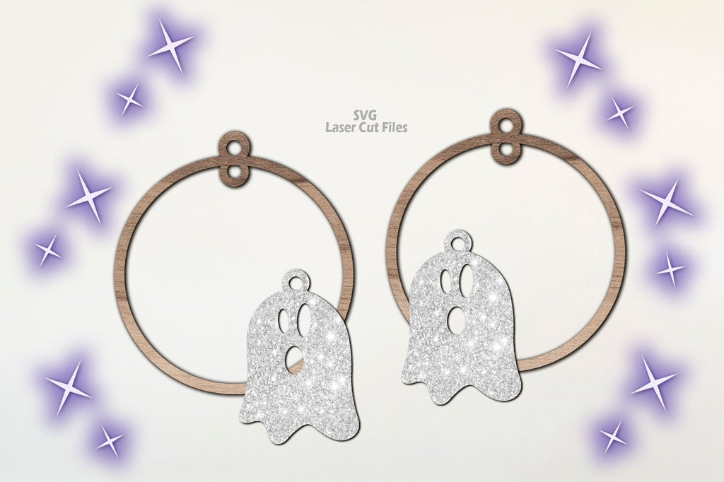 Ghost SVG Laser Cut Files | Halloween Earrings SVG - So Fontsy