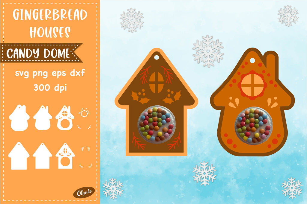 Gingerbread Houses Candy Dome. Christmas Holder SVG - So Fontsy