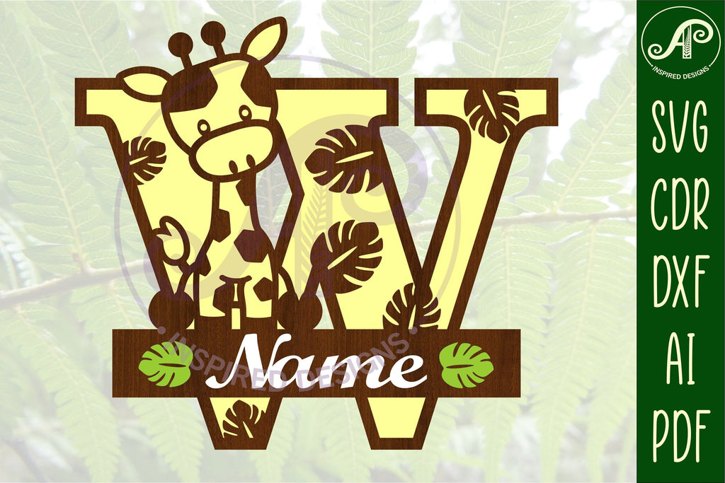 Giraffe monogram letter W SVG cut file - So Fontsy