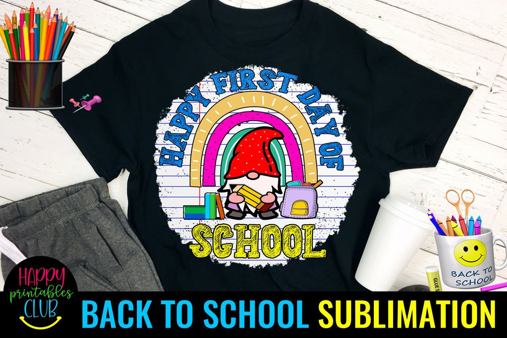 Gnome Back to School Sublimation Design- First Day School - So Fontsy