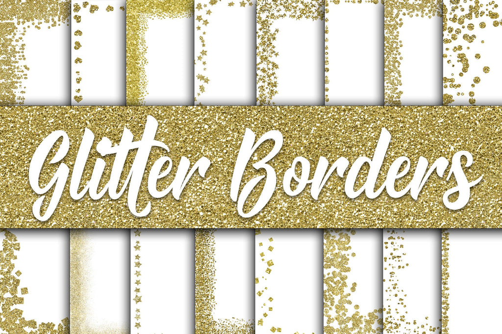 Gold Glitter Borders Digital Paper - So Fontsy