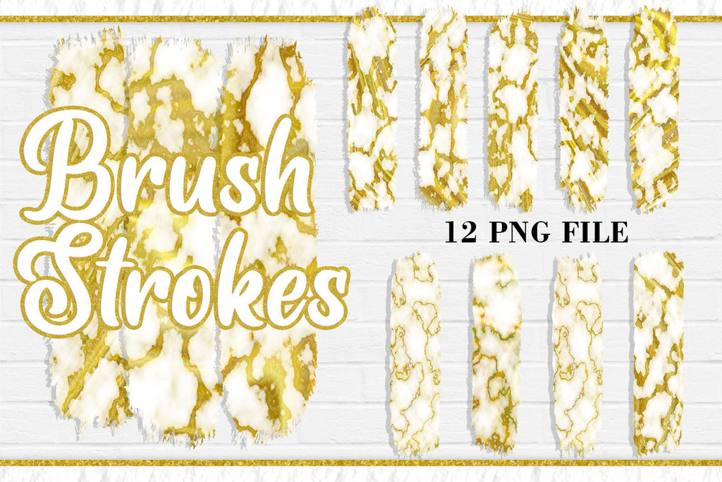 Gold Marble Brush Strokes, PNG Sublimation Design - So Fontsy