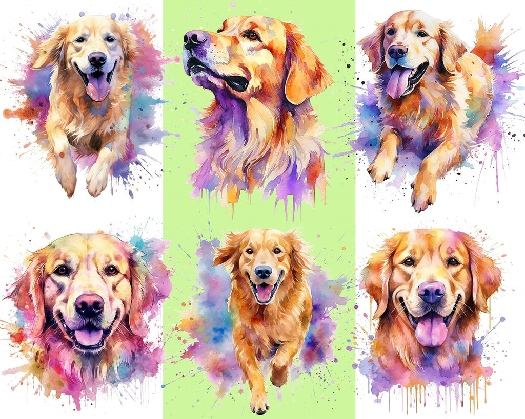 Golden Retriever Watercolor Sublimation JPG PNG - So Fontsy