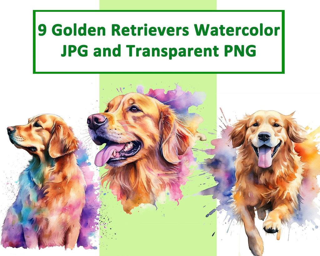 Golden Retriever Watercolor Sublimation JPG PNG - So Fontsy