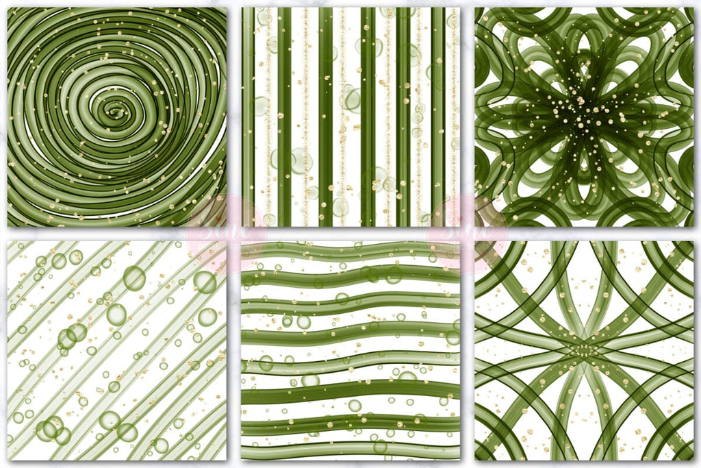 Green Ink Glitter Digital Papers Backgrounds Set - So Fontsy