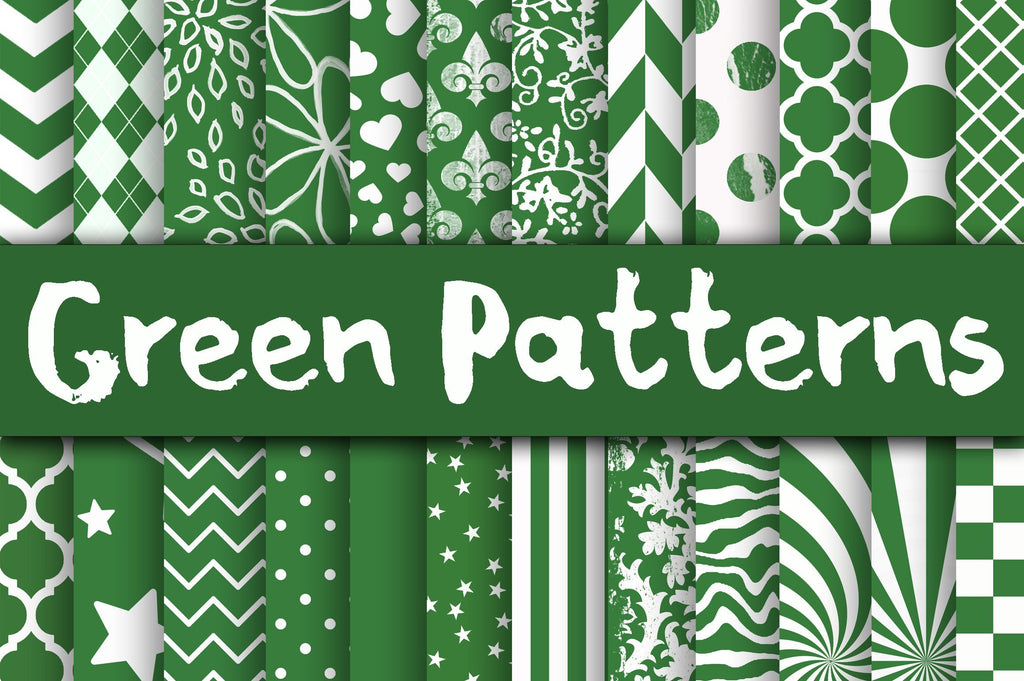 Green Patterns Digital Paper - So Fontsy