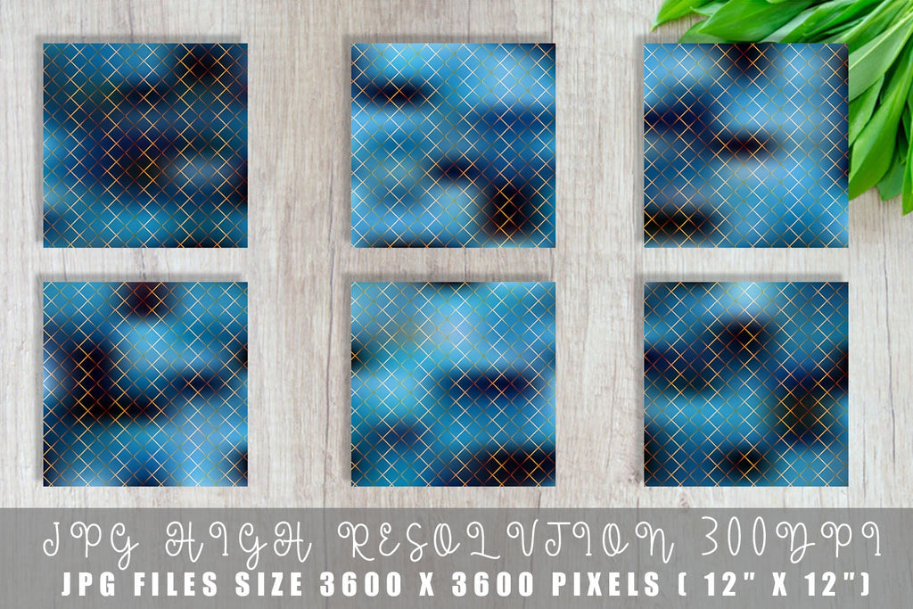 Grid pattern digital paper with gradient blue color background - So Fontsy