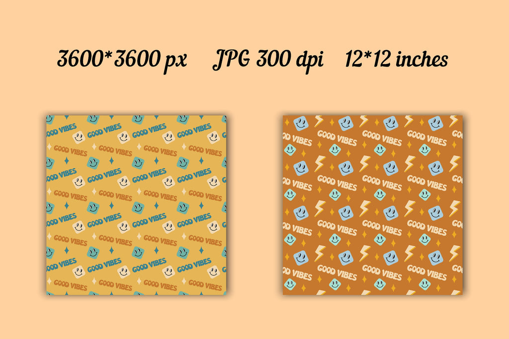 Groovy Digital Paper | Good Vibes JPG Patterns - So Fontsy