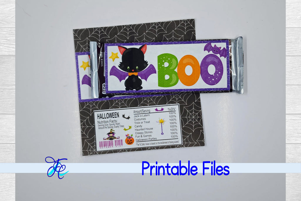 Halloween Bat Boo Candy Bar Wrapper - So Fontsy