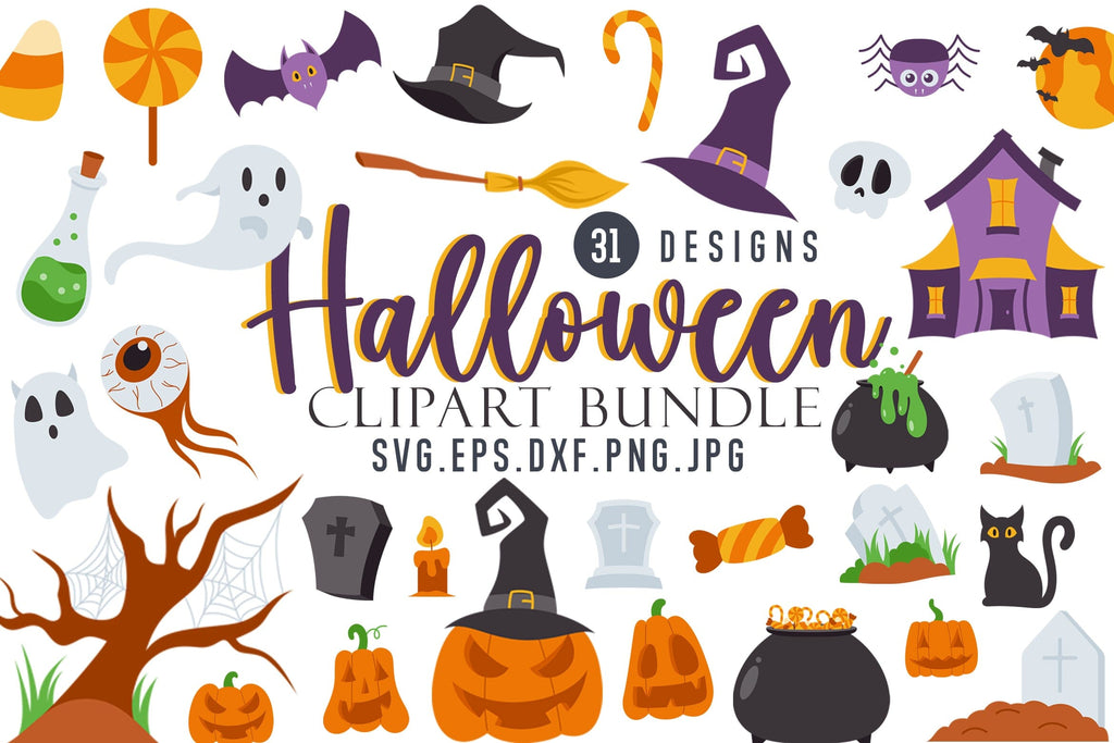 Halloween Clipart Bundle In Flat Style - So Fontsy