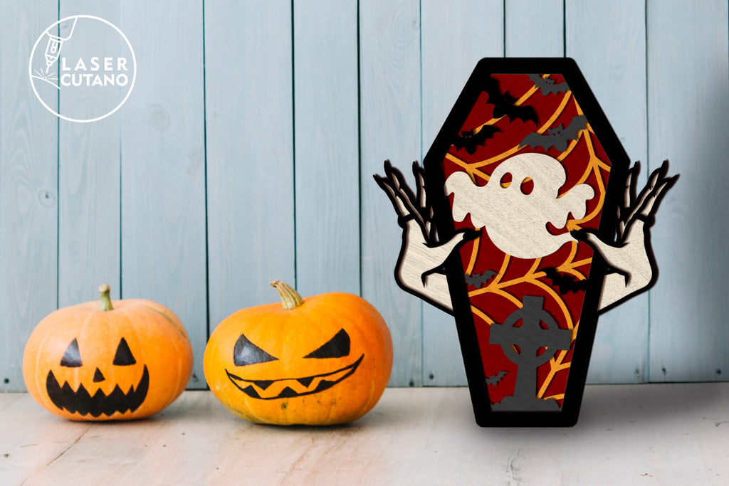 HALLOWEEN COFFINS Multilayer Cut Template - So Fontsy