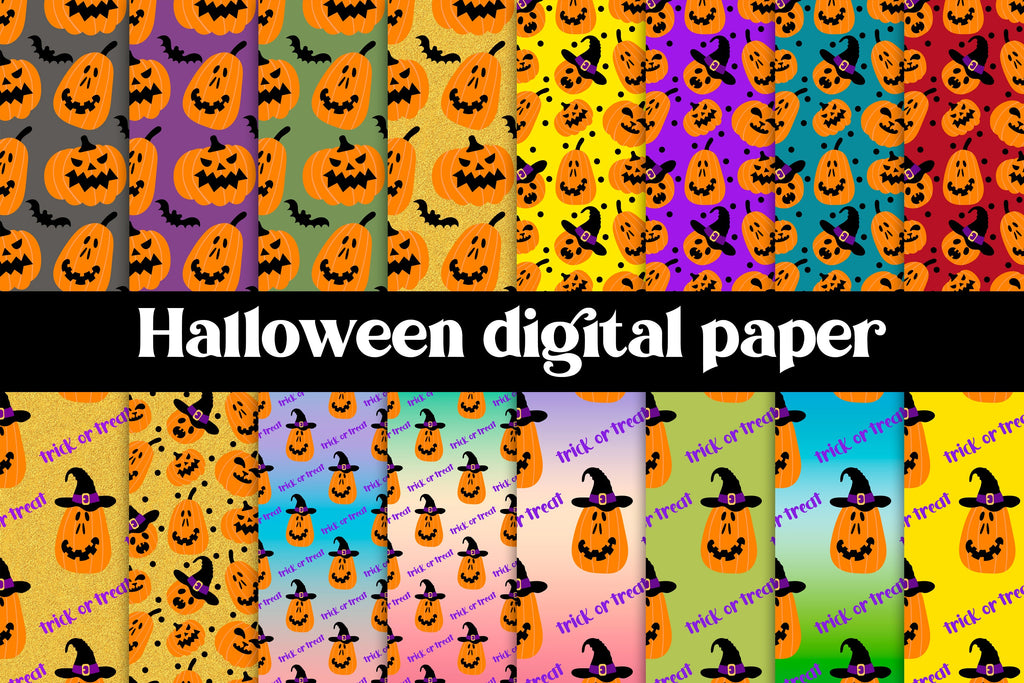 Halloween digital paper | Pumpkin digital paper - So Fontsy