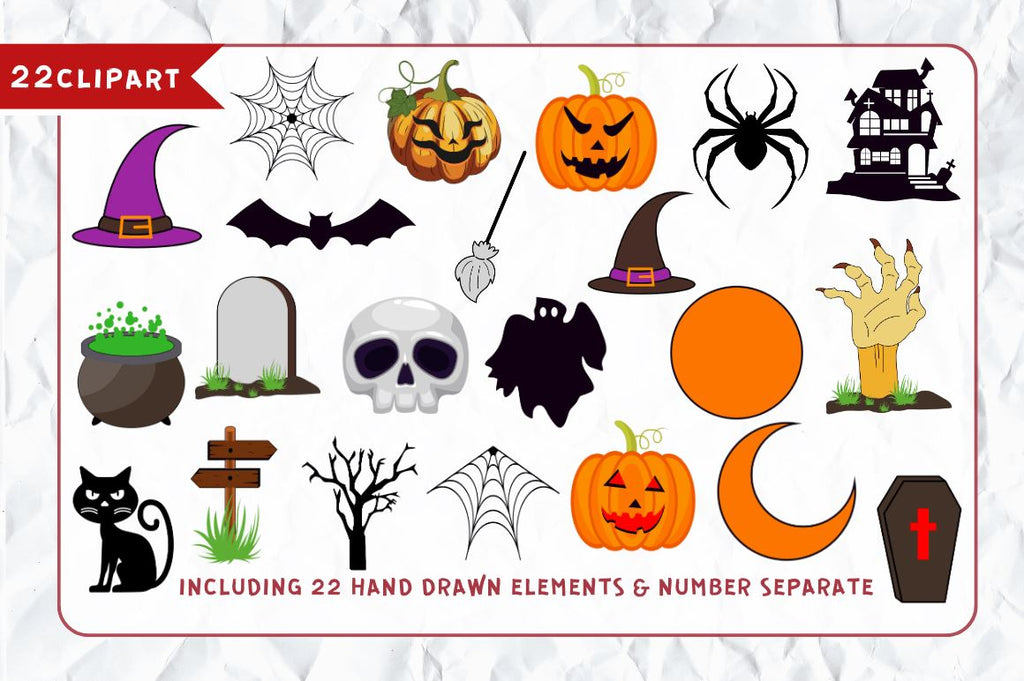 Halloween Doodle Alphabet Bundle with Hand Drawn Clipart - So Fontsy