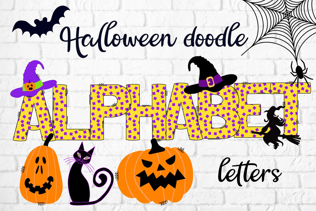 Halloween doodle alphabet letters | Doodle letters - So Fontsy