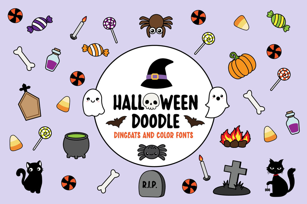Halloween Doodle Dingbats&Color font - So Fontsy