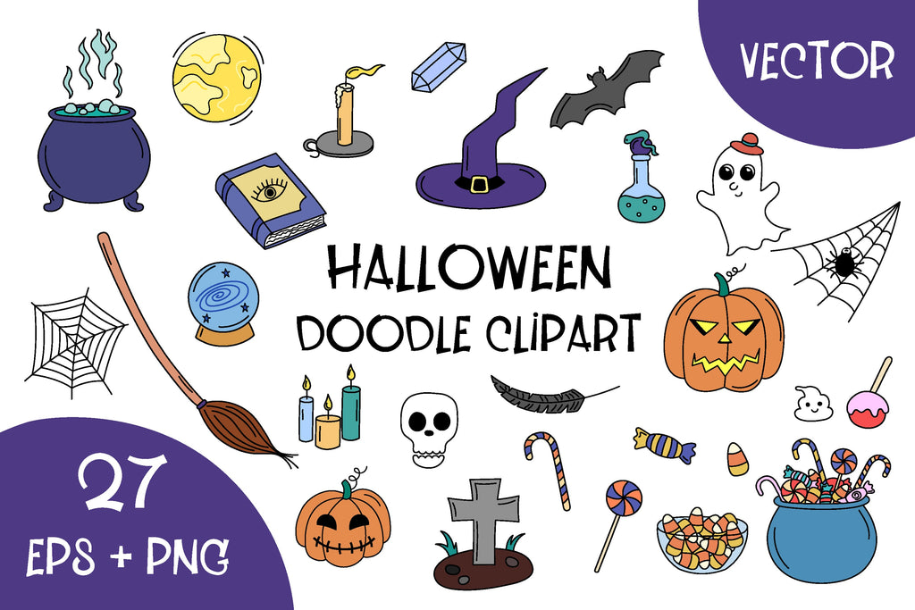 Halloween Doodle PNG Clipart | Vector Illustrations - So Fontsy