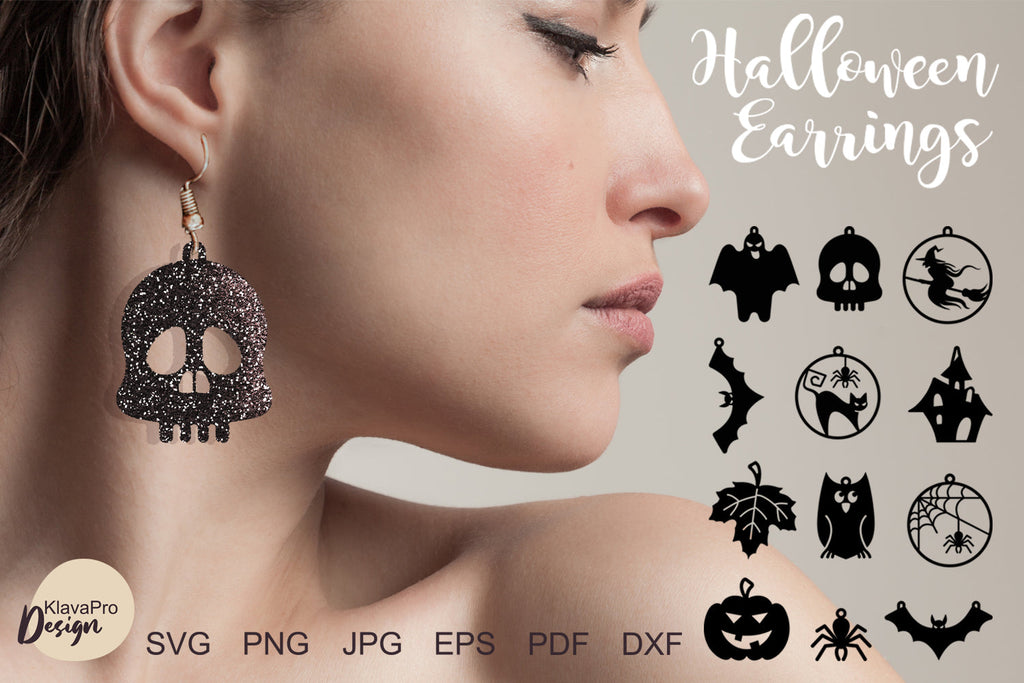 Halloween earrings Earring bundle Leather earrings Necklace svg - So Fontsy