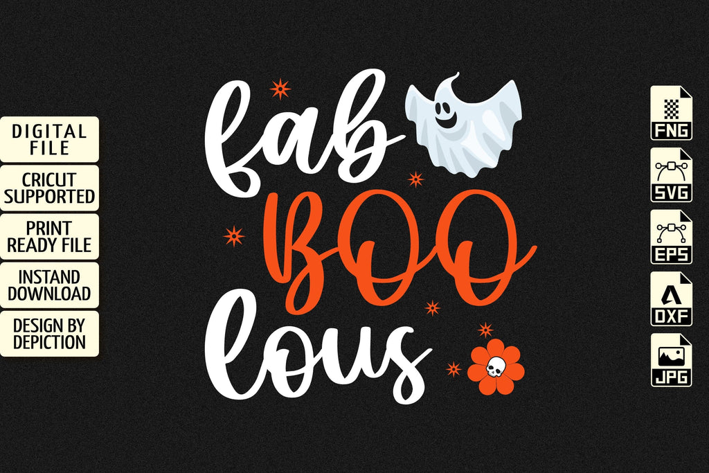 Halloween Fab Boo Lous T-Shirt, Halloween Typography Shirt Print ...