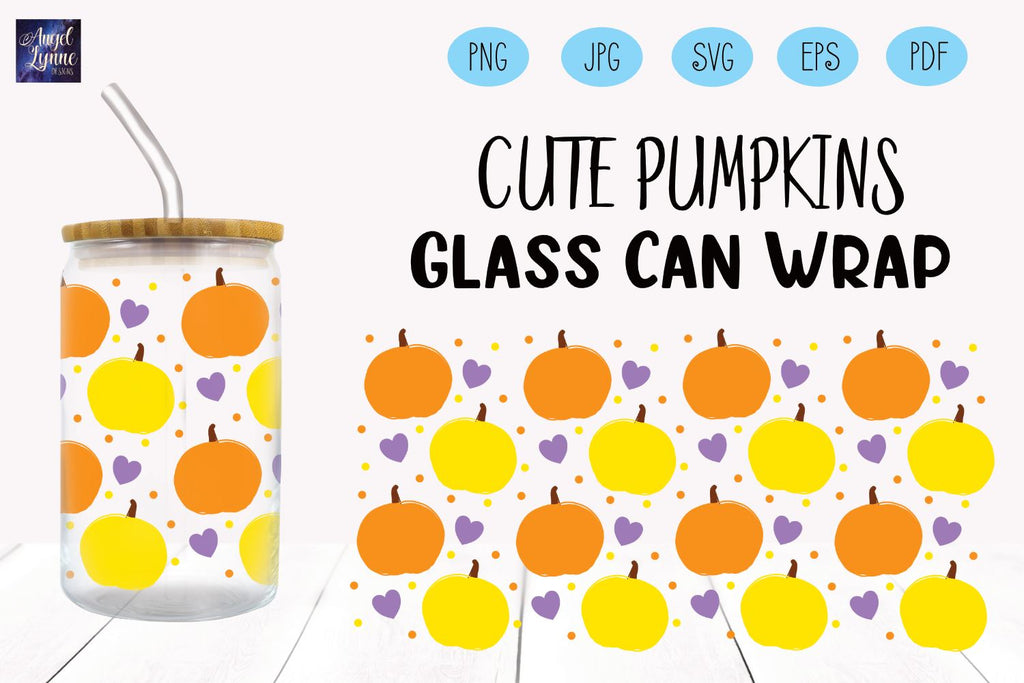 Halloween Glass Can Wrap | Pumpkin Glass Can Wrap - So Fontsy