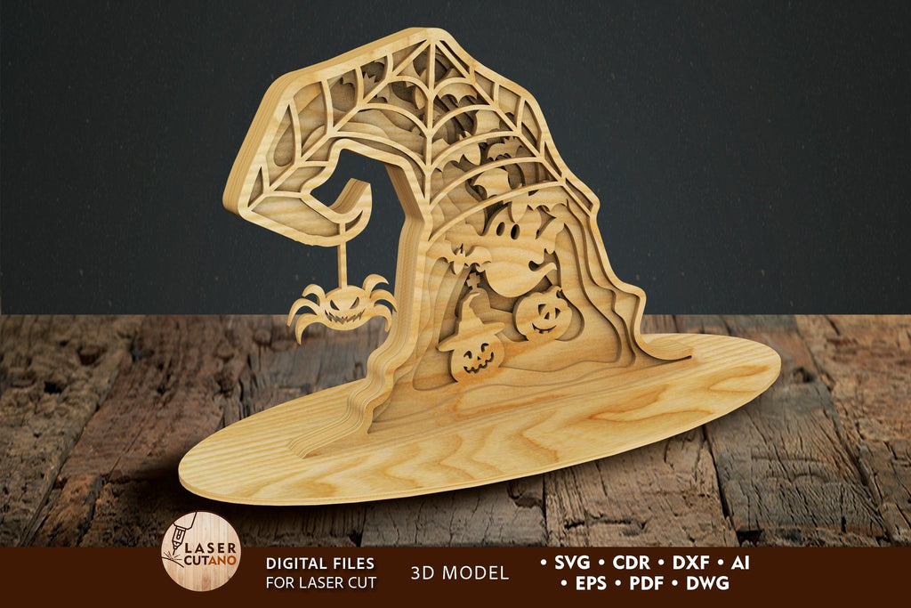 Halloween Hat Laser Cut Template - So Fontsy