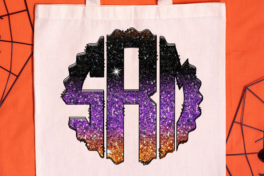 Halloween Monogram PNG,Black And Orange Ombre Alphabet Doodle Set - So ...