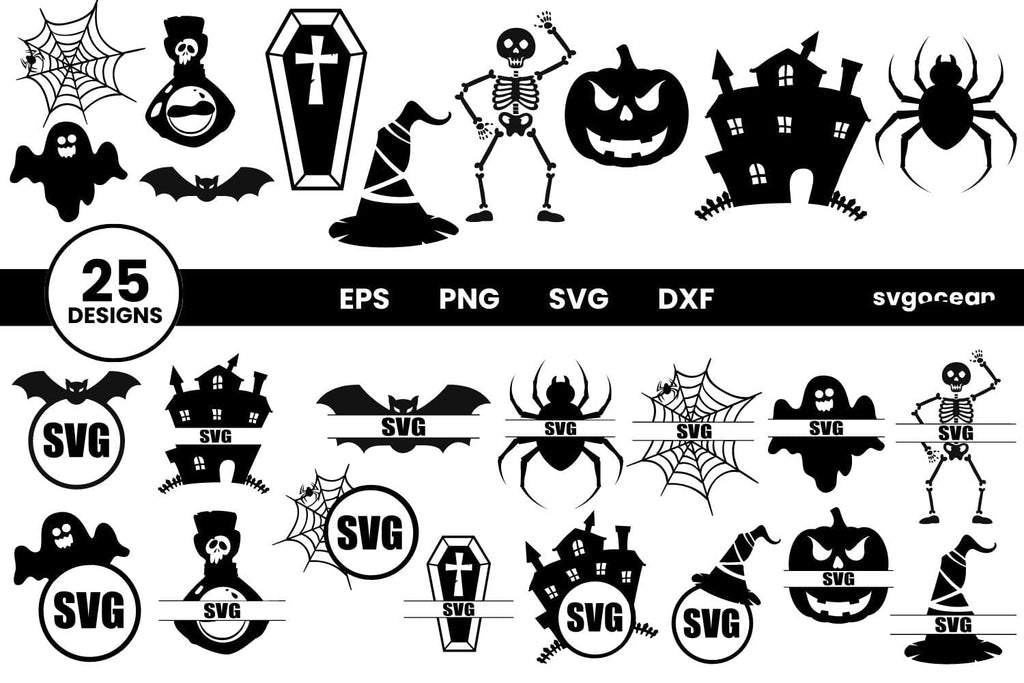 Halloween Monogram SVG Bundle | Halloween Cut File | Frame Svg - So Fontsy
