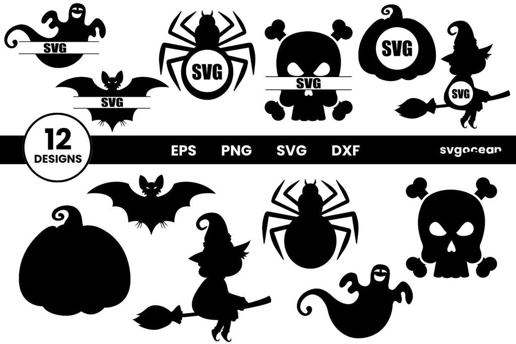 Halloween Monogram SVG Bundle | Halloween Cut File | Silhouette - So Fontsy