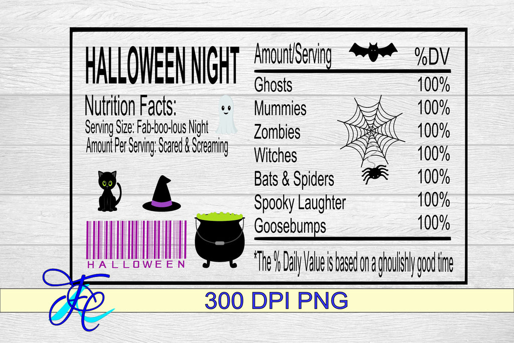 Halloween Night Nutrition Label - So Fontsy