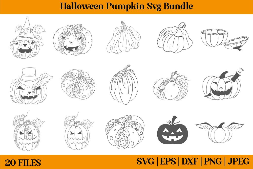 Halloween Pumpkin Svg Bundle | Halloween Pumpkin clipart - So Fontsy