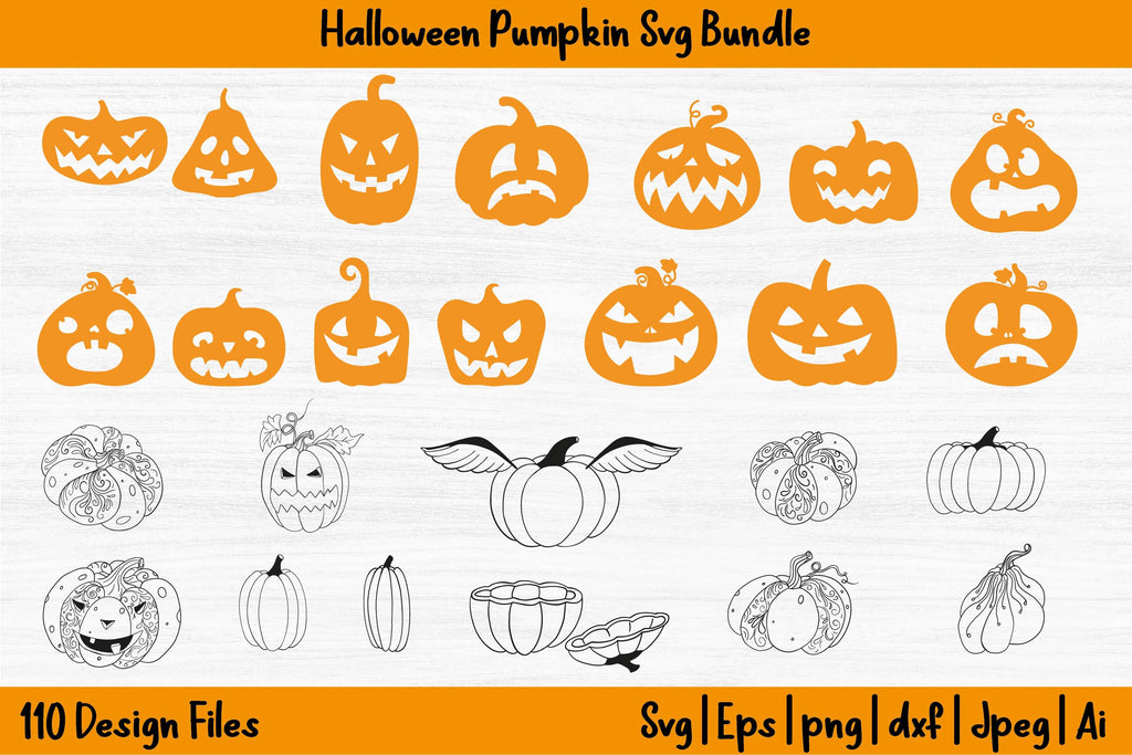Halloween Pumpkin Svg Bundle | Jack o Lantern Svg Bundle - So Fontsy