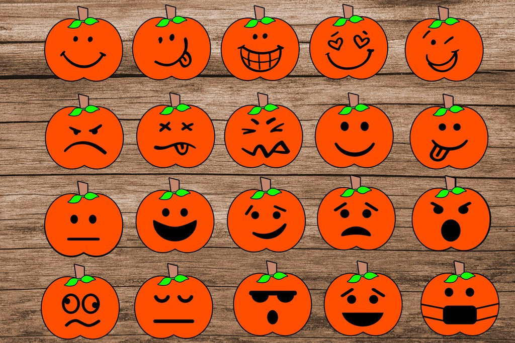Halloween Pumpkins Emojis Cliparts- Halloween Pumpkins Cute - So Fontsy