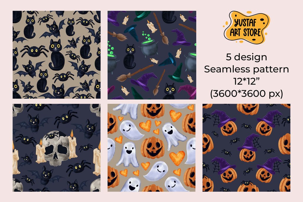 Halloween seamless pattern. Digital paper for Scrapbooking - So Fontsy