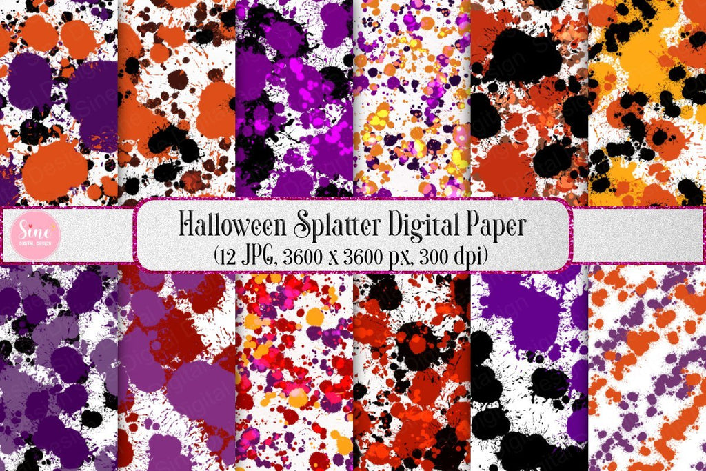 Halloween Splatter Digital Papers Backgrounds - So Fontsy