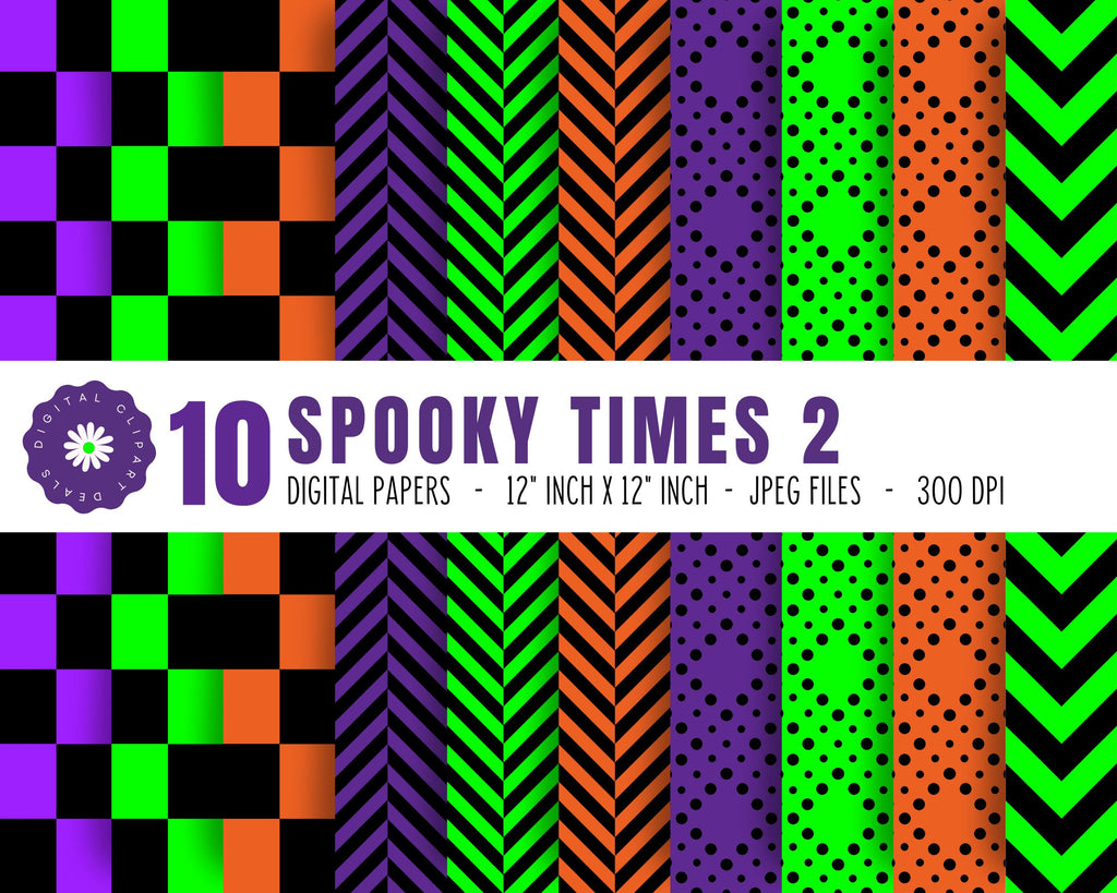 Halloween Spooky Times Digital Patterned Papers Set 2 - Instant ...
