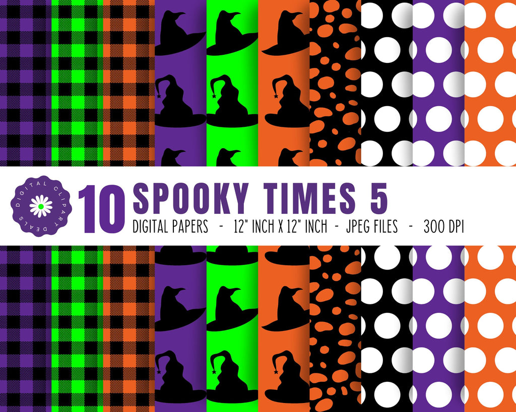 Halloween Spooky Times Digital Patterned Papers Set 5 - Instant ...