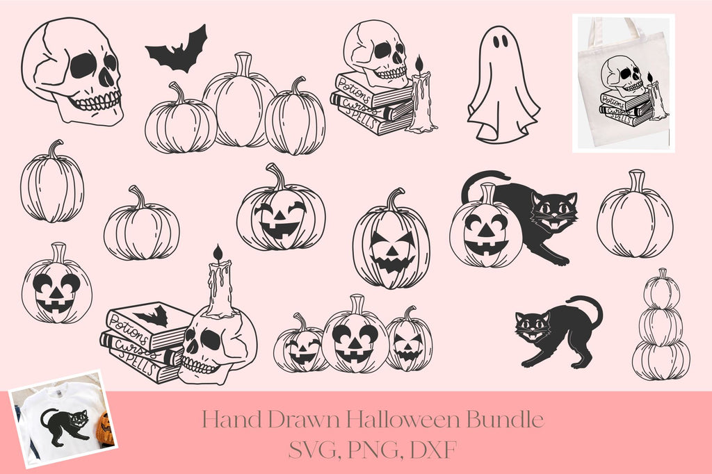 Halloween SVG Bundle| Hand Drawn Halloween Doodles SVG Set - So Fontsy