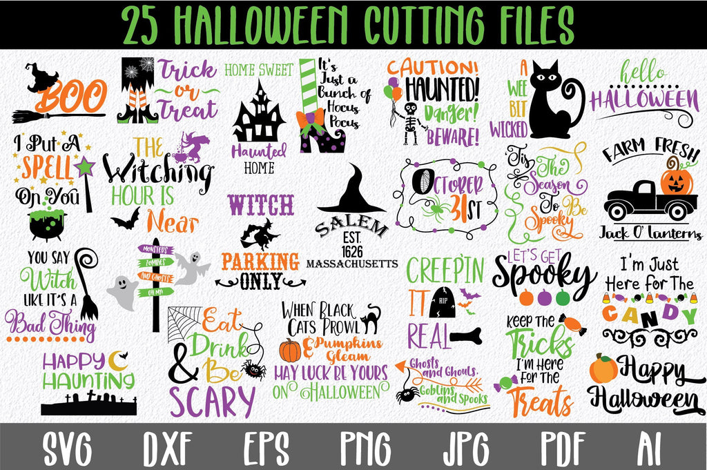 Halloween SVG Cut File Bundle - Includes 25 Designs - So Fontsy