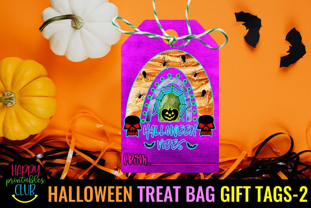 Halloween Treat Bag Gift Tags 2- Halloween Gift Tags Labels - So Fontsy