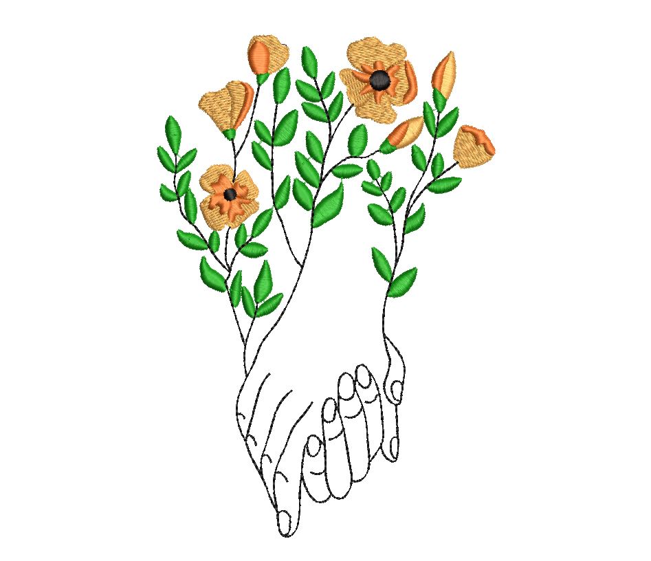 Hands with Flowers Machine Embroidery Design - So Fontsy