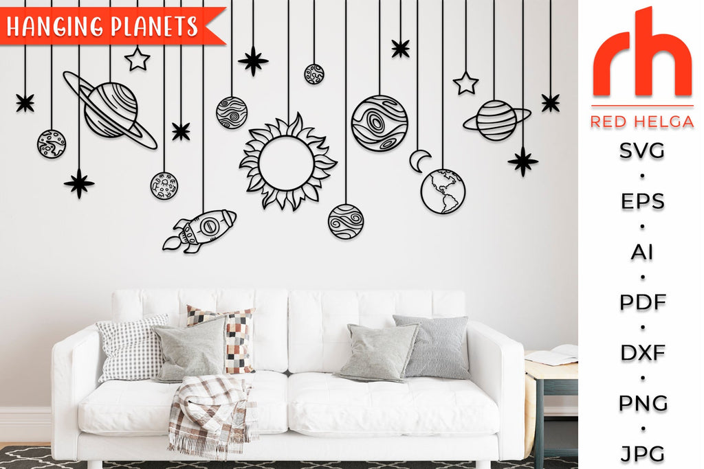 Hanging Planets Cut File - Solar System SVG - So Fontsy