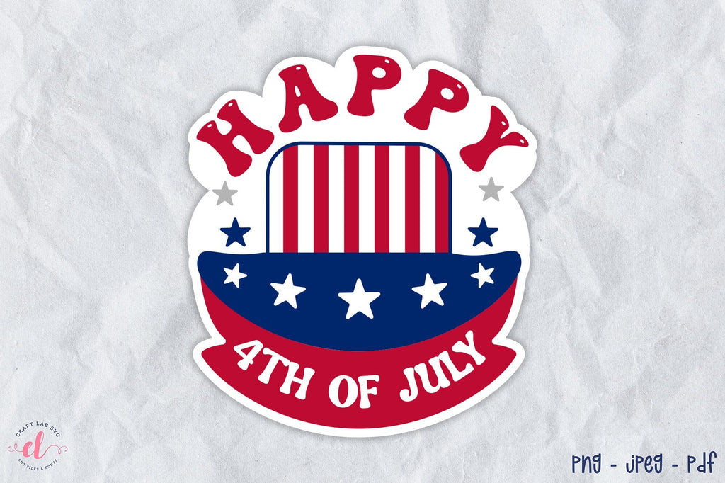 Happy 4th of July Printable Sticker PNG - So Fontsy