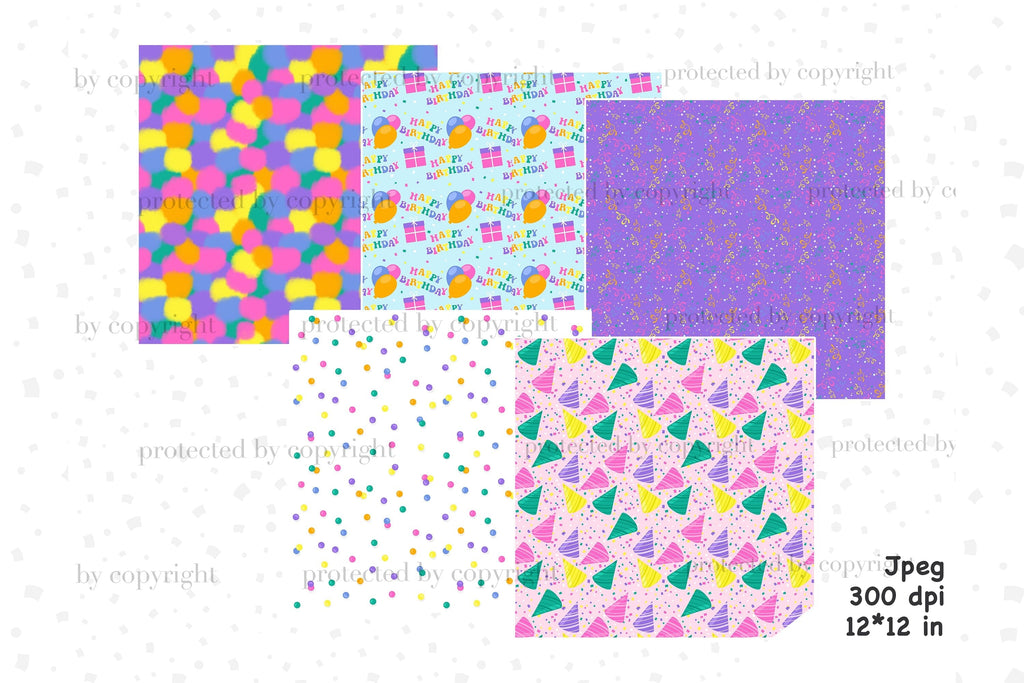 Happy Birthday Digital Paper | Birthday Seamless Patterns - So Fontsy