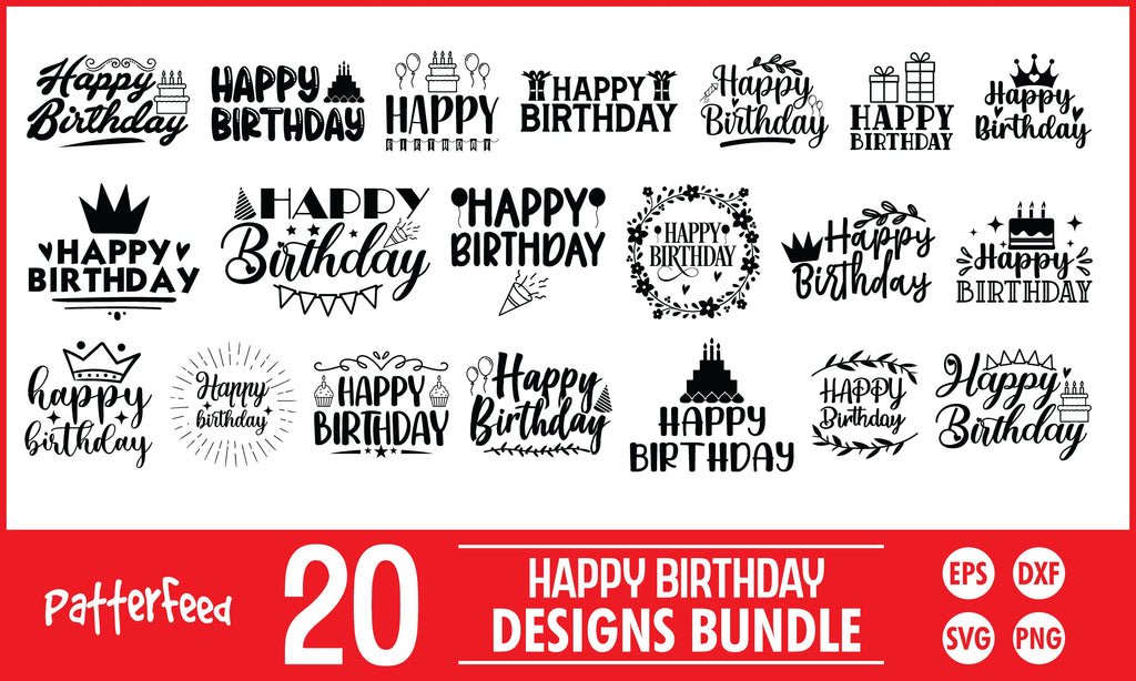 Happy Birthday SVG Designs Bundle - So Fontsy