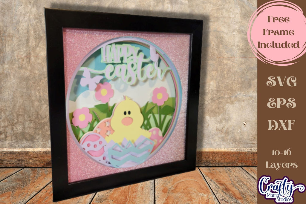 Happy Easter Svg Shadow Box, 3D Layered Easter Chick File - So Fontsy